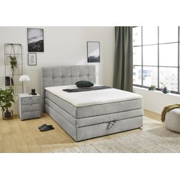 Jockenh&ouml;fer Boxspringbett, B:134cm L:217cm, grau, JOCKENH&Ouml;FER GRUPPE, Bezug Bett: Cordstoff (100% Polyester);Topper und Matratzenspiegel: 100% Polyester,