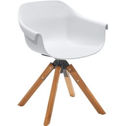 4-Fu&szlig;stuhl Musterring, B:64cm H:78cm T:57cm, wei&szlig;, Kunststoff, Massivholz, St&uuml;hle, "Freilicht Schalenstuhl", Drehbar und in 4 Farben erh&auml;ltlich f&uuml;r