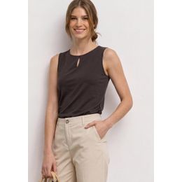 Street One Damen Tr&auml;gertopespresso braun, Gr. 46, unifarben, Web, 50% Baumwolle, 50% Modal, Tops, mit Cut-Out Detail