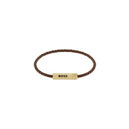 BOSS Herren Lederarmband "ARES AIR", 19cm, Edelstahl Leder, braun, Edelstahl, Leder, Armb&auml;nder, Emaille