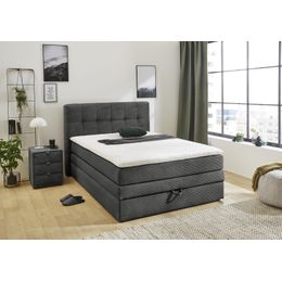 Jockenh&ouml;fer Boxspringbett, B:134cm L:217cm, grau, JOCKENH&Ouml;FER GRUPPE, Bezug Bett: Cordstoff (100% Polyester);Topper und Matratzenspiegel: 100% Polyester,