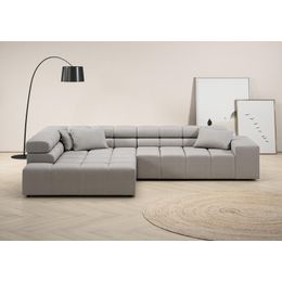 Ecksofa Home Affaire, B:319cm H:70cm T:215cm, grau, Struktur (85% Polyester, 15% Viskose);Luxus-Microfaser weich (98% Polyester, 2% Nylon);Velours