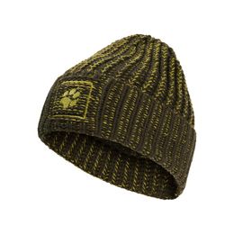Jack Wolfskin Damen Beanie "BADGE PAW BEANIE"obsidianmoss, Polyacryl, M&uuml;tzen, Strickbeanie, warm, weich