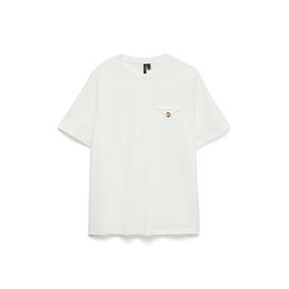 V&eacute;ro Moda VERO MODA Damen T-Shirt "VMULLA CATY SS TOP JRS GA"snow wei&szlig;, Gr. L, unifarben, Jersey, Obermaterial: 100% Baumwolle, Shirts, mit Dreieckstasche
