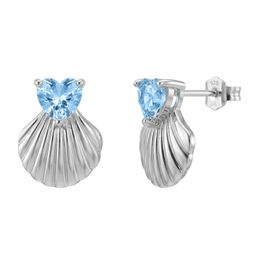 Amor Damen Paar Ohrstecker "Schmuck, Geschenk, Muschel-Optik, Herz", Silber 925 (Sterlingsilber), blau, Silber 925 (Sterlingsilber), Ohrringe, mit