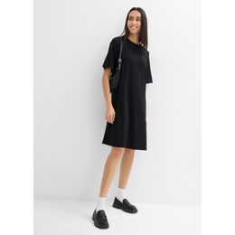 bonprix Damen Shirtkleidschwarz, Gr. 44, Obermaterial: 70% Viskose, 25% Polyester, 5% Elasthan, Kleider, l&auml;ssige Passform, A-Linie, Kurzarm-Design,