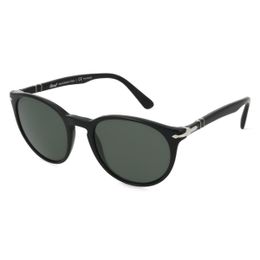 Persol 0PO3152S | Herren-Sonnenbrille | Fassung: Vollrand, Panto, Acetat, Schwarz | Glasfarbe: Gr&uuml;n