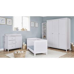 Kleiderschrank Inter Link, B:155cm H:210cm T:60cm, wei&szlig;, Massivholz, Kinderzimmer, Schr&auml;nke, "Pinora, 2 T&uuml;ren, Kiefer Massivholz Weiss, Silberne
