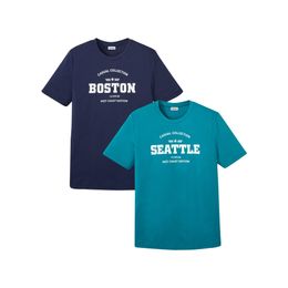 bonprix Herren T-Shirt, bunt, Gr. 44, bedruckt, mehrfarbig, unifarben, Jersey, Obermaterial: 100% Baumwolle, Shirts, Regular Fit Passform,
