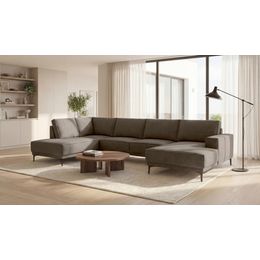 Wohnlandschaft OTTO HOME, B:345cm H:85cm T:210cm, braun, 100% Polyester, Sofas, "OLAND Boucl&eacute; U-Form, XXL, B: 345 cm, Skandi-Design", U-Form, 345 cm,