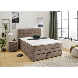 Jockenh&ouml;fer Boxspringbett, B:154cm L:217cm, braun, JOCKENH&Ouml;FER GRUPPE, Bezug Bett: Cordstoff (100% Polyester);Topper und Matratzenspiegel: 100% Polyester,