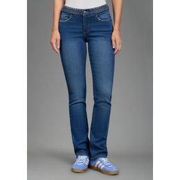 Arizona Damen Gerade Jeans "mit Jeansg&uuml;rteloptik", blau, Gr. 48, unifarben, Denim/Jeans, Obermaterial: 99% Baumwolle, 1% Elasthan, Jeans,