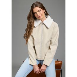 Laura Scott Damen Kurzjacke, beige, Gr. 44, meliert, Web, Obermaterial: 100% Polyester. Futter: 100% Polyester. Kragen: 100% Polyester, Jacken, in
