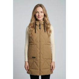 Icepeak Damen Steppweste "AGRIA", braun, Gr. 40, Obermaterial: 100% Polyester, Westen, wasserdicht, winddicht, mit fester Kapuze, in Daunenoptik