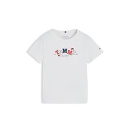 Tommy Hilfiger M&auml;dchen T-Shirtwei&szlig;, Gr. 4, unifarben, Single Jersey, Obermaterial: 100% Baumwolle, Shirts, Rundhalsausschnitt, Regular Fit, reine