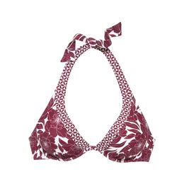 Sunseeker Damen B&uuml;gel-Bikini-Top "Blossom"bordeaux bedruckt, Gr. 38, bedruckt, gebl&uuml;mt, Recycling-Polyamid, Bikini-Oberteile, im Muster-Mix