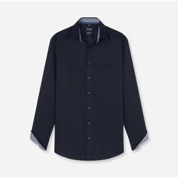 OLYMP Herren Langarmhemd "Luxor", blau, Gr. 41, unifarben, Web, Obermaterial: 100% Baumwolle, Hemden, Businesshemd, New-Kentkragen, Comfort Fit