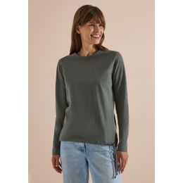 Cecil Damen Langarmshirt, gr&uuml;n, Gr. XS, unifarben, Web, 100% Baumwolle, Shirts, aus reiner Baumwolle