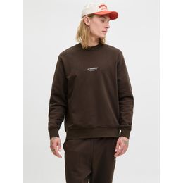Jack & Jones JACK & JONES Herren Sweatshirt "JJESOHO SWEAT CREW NECK NOOS", braun, Gr. M, bedruckt, angeraute Sweatware, Obermaterial: 80% Baumwolle, 20%