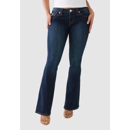 True Religion Damen Bootcut-Jeans "JOEY LOW RISE FLARE", blau, Gr. 30, leichte Abriebeffekte, Denim/Jeans, Obermaterial: 70% Baumwolle, 26%