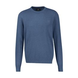 Lerros Herren Rundhalspullover, blau, Gr. S, unifarben, Strick, Obermaterial: 100% Baumwolle, Pullover, mit kleiner Logostickerei