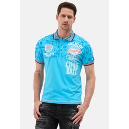 Cipo & Baxx CIPO & BAXX Herren Poloshirt, blau, Gr. L, bedruckt, unifarben, Jersey, Obermaterial: 95% Baumwolle, 5% Elasthan, Shirts