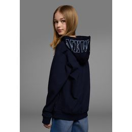 Kidsworld M&auml;dchen Kapuzensweatshirt "Hoodie mit Print auf der Kapuze", blau, Gr. 164, bedruckt, Sweatware, Obermaterial: 100% Baumwolle, Sweatshirts,