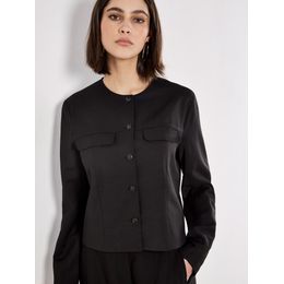 Apricot Damen Kurzblazer "Kurzjacke", schwarz, Gr. 40, uni, gewebt, Obermaterial: 65% Viskose CV. 35% Polyester PES., Jacken, mit Knopfleiste