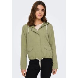 Only Damen Parka "ONLSKYLAR HOOD SPRING JACKET CC OTW", gr&uuml;n, Gr. XS, unifarben, Web, Obermaterial: 92% Polyester, 8% Nylon, Jacken, mit
