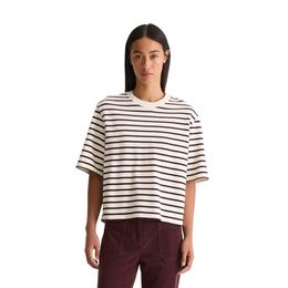 Marc O'Polo MARC O'POLO Damen T-Shirt "aus Light Sweat", wei&szlig;, Basic, Gr. XL, gestreift, Obermaterial: 100% Baumwolle, Shirts