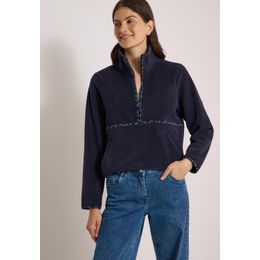 Cecil Damen Fleecepullover, blau, Gr. XL, kontrastfarbene Details, Fleece, Obermaterial: 94% Polyester, 6% Elasthan, Sweatshirts, Kontrastfarbene