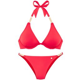 Lascana Damen B&uuml;gel-Bikinikoralle, Gr. 44, unifarben, Recycling-Polyamid, Bikini-Sets, mit goldfarbenem Accessoire