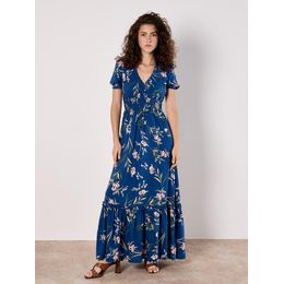 Apricot Damen Druckkleid "Florales Maxikleid", blau, Gr. 44, gebl&uuml;mt, gewebt, Obermaterial: 100% Viskose CV., Kleider, mit gesmokter Taille