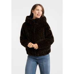 Frieda & Freddies New York Damen Winterjacke "Frieda & Freddies Jacke mit Leo-Dessin und Kapuze", braun, Gr. 44, FRIEDA & FREDDIES, 100% Polyester, Jacken