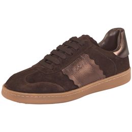 JOOP Damen Sneaker "velluto onda isa sneaker xt7", Gr. 41schwarzbraun, Rindsleder, Schuhe, Freizeitschuh, Halbschuh, Schn&uuml;rer mit weicher