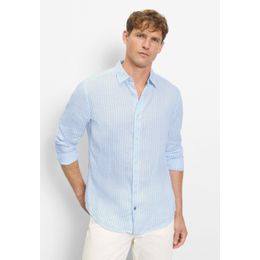 OLYMP Herren Langarmhemd "OLYMP Casual, Regular Fit, Kent", blau, Gr. L, 100% Leinen, Hemden