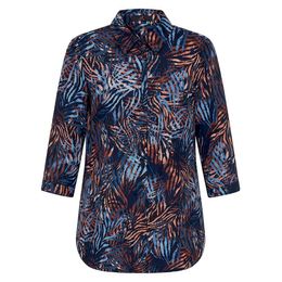 Emilia Lay - Long-Bluse mit 3/4-Arm, blau, Gr. 44 / L - Baumwolle