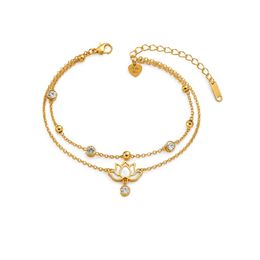 Alster Herz Fu&szlig;schmuck 'Lotus' Damen Gr&ouml;&szlig;e 26 cm gold
