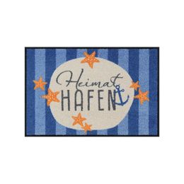 Salonloewe Fu&szlig;matte, Blau, Gr. 50x75 cm - rechteckig, Fu&szlig;matten, Material: Polyamid. R&uuml;ckseite: Gummi