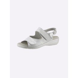 Damen Sandalette, Silberfarben, Gr. 41, airsoft comfort+, Sandalen & Sandaletten, Material: Glattleder
