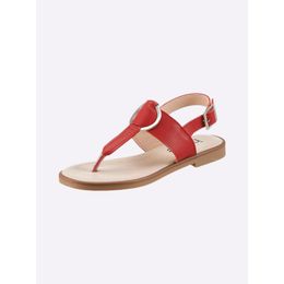 Heine Damen Sandale, Rot, Gr. 41, Zehentrenner, Material: Rindsleder