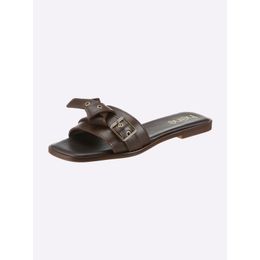Heine Damen Pantolette, Braun, Gr. 35, Pantoletten, Material: Rindsleder