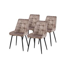 home24 Polsterstuhl Oudet 4er-Set in Hellbraun | Gr.: onesize