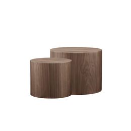Salesfever Couchtisch-Set rund 2-teilig mit Holzfurnier in Walnuss | Gr.: onesize