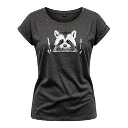 Makaya Shirt 'Waschb&auml;r Gabel' Damen Gr&ouml;&szlig;e XXL blau