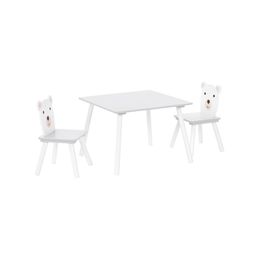 Beliani 3-tlg Kindertisch mit St&uuml;hlen MIMILI in Wei&szlig;/Grau | Gr.: onesize