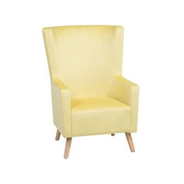 Beliani Ohrensessel ONEIDA in Gelb/Braun - (W) 74 x (H) 108 x (L) 60 cm | Gr.: onesize