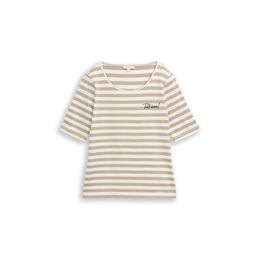Tom Tailor T-Shirt Damen Gr&ouml;&szlig;e XL hellbeige / dunkelbeige / schwarz