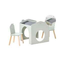 Beliani 3-tlg Kindertisch mit St&uuml;hlen QUILPIE in Gr&uuml;n/Braun | Gr.: onesize