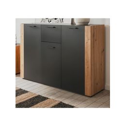 Furn.Design Sideboard grau, Artisan Eiche 126 x 85 cm, Kommode 3-t&uuml;rig | Gr.: onesize